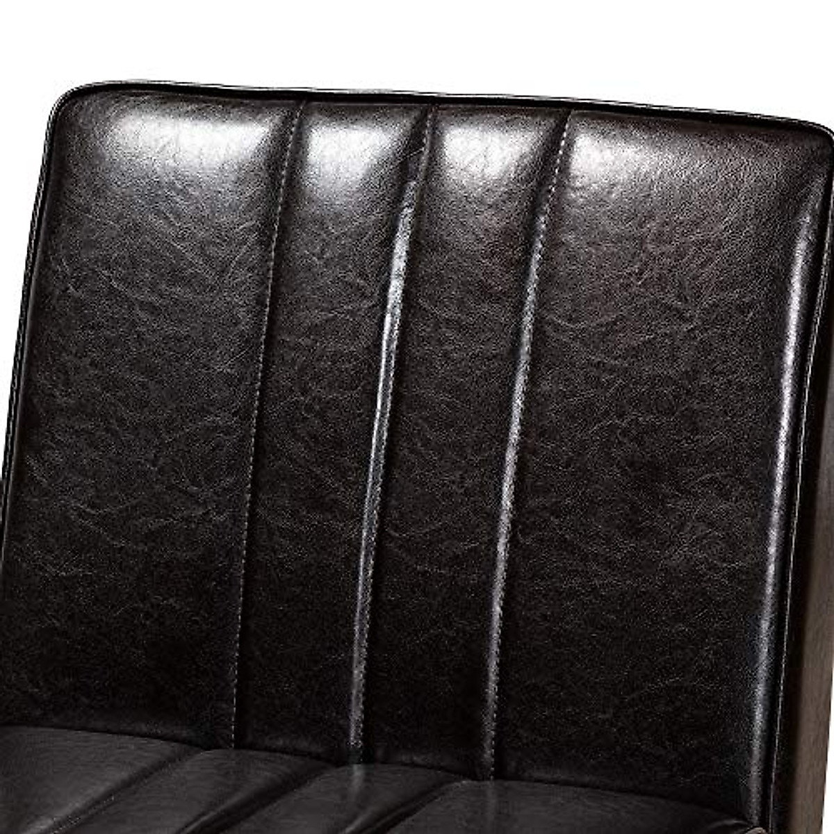 Baxton Studio Daymond Mid-Century Modern Dark Brown Faux Leather Upholstered and Walnut Brown Finished Wood Dining Chair