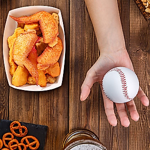 Junkin 100 Pcs 2 lb Football Baseball Paper Bowl Football Food Trays Football Birthday Decor for Party Supplies (Baseball Style)