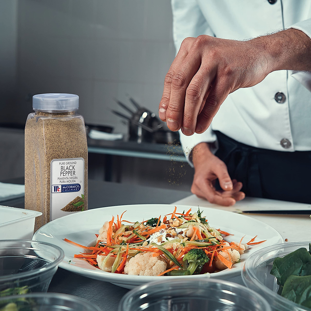 McCormick Culinary Pure Ground Black Pepper, 18 oz - One 18 Ounce Container of Bulk Black Pepper Finely Ground, Perfect for Chefs and Pepper Shaker Refills