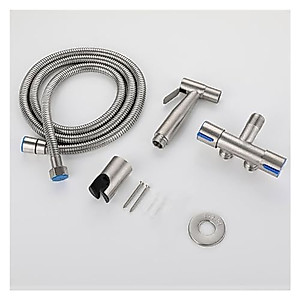 ifgswopq Portable Bidet Sprayer Set Bidet Faucet Stainless Steel Toilet Faucet Bathroom Shower Head one in and Two Out Angle Valve (Color : A5184) (A5184)