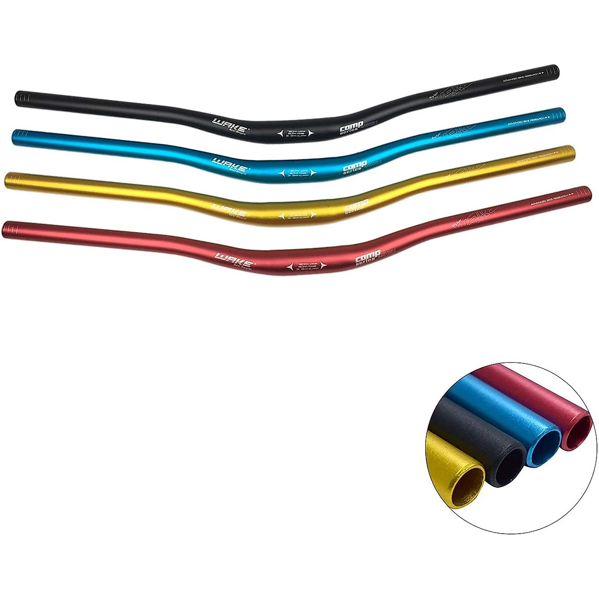 Wake 31.8mm MTB Mountain Bike Handlebar, Aluminum Alloy Mountain Bike Bicycle Riser Handlebar Extra Long 720/780mm with Paint Matte Surface (Black, 720mm)