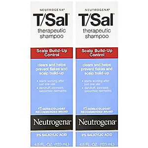 Neutrogena T/Sal Therapeutic Shampoo for Scalp Build-Up Control with Salicylic Acid, Scalp Treatment for Dandruff, Scalp Psoriasis & Seborrheic Dermatitis Relief, 4.5 fl. oz (Pack of 2)