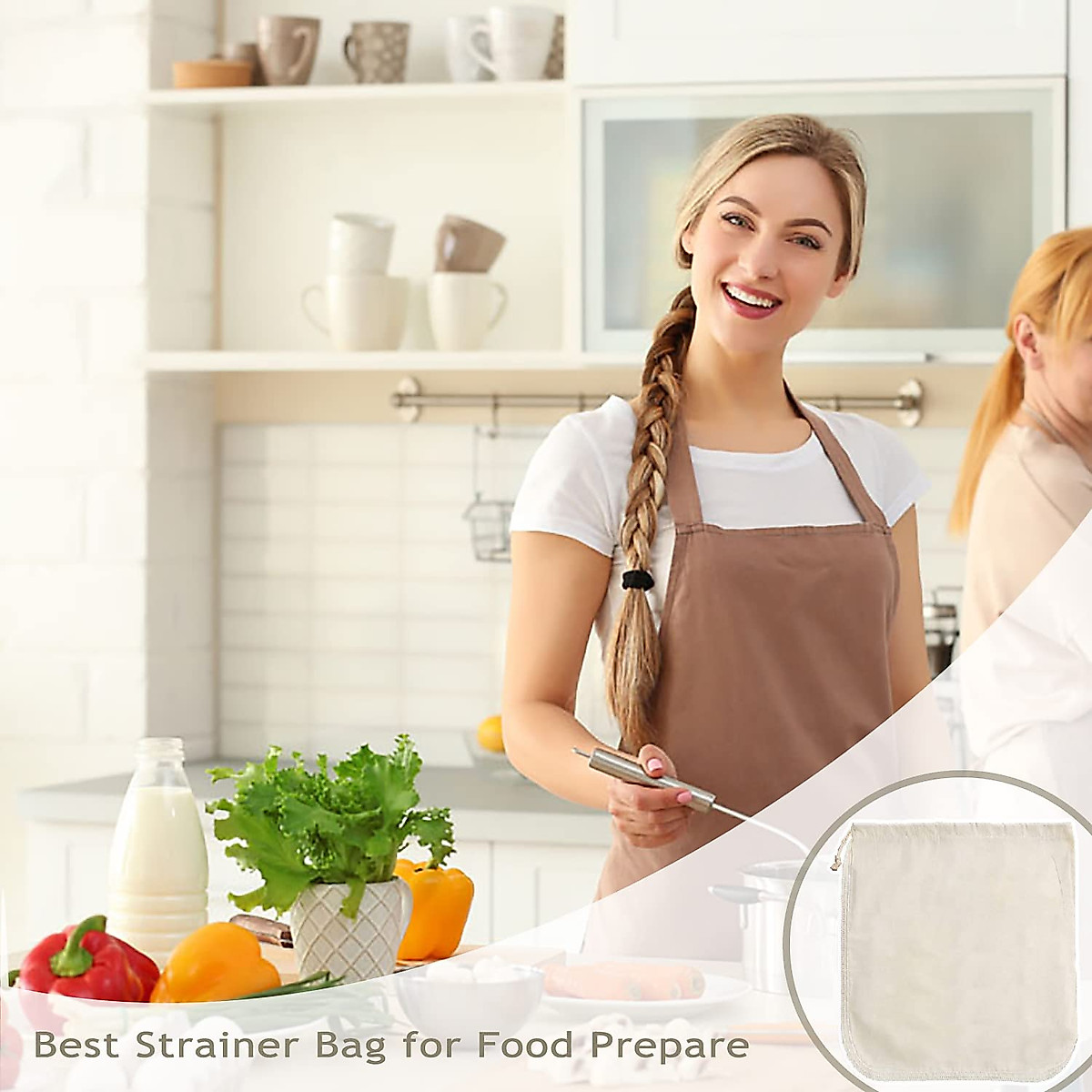 Nut Milk Bag Cloth Strainer for Food, 3 Pack 12" (2 of 12"X12" + 1 of 10") Organic Reusable Kitchen Premium Fine Mesh Cheesecloth, Sprouting, Juicing