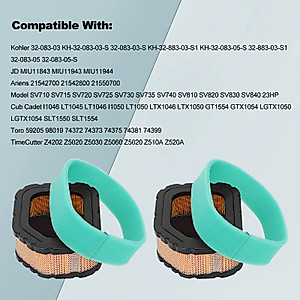 Aouton 32-083-03-S 32-083-05-S Air Filter for 32-883-03-S1 Kohler SV710 SV715 SV720 SV730 SV735 SV740 MIU11843 MIU11943 Craftsman 33180 Toro LX500 GT2100 Lawn Mower Air Filter