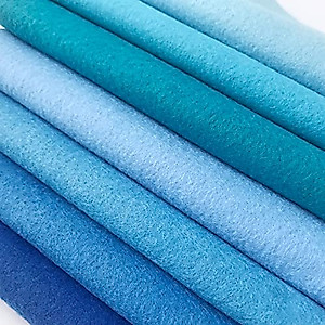 Gnognauq 7Pcs Soft Felt Fabric Sheet DIY Craft Blue Series Felt Pack Sewing Nonwoven Patchwork Cotton Fabric Squares for Sewing, DIY Arts & Crafts (45x45cm)