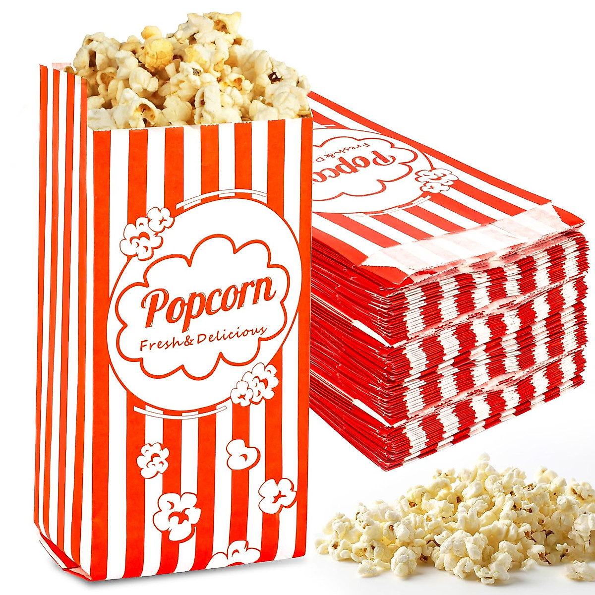 MAQIHAN 140 Popcorn Bags Individual Servings - Paper Popcorn Food Bags Party Pop Corn Sleeves Carnival Halloween Snack Packs Gift Favor Treat bolsas para palomitas Movie Night Supplies