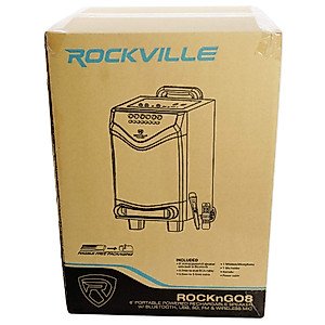 Rockville ROCKnGo 8" Rechargeable PA Speaker w/Bluetooth+Headset+Wireless Mic