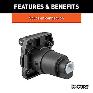 CURT 58155 Heavy-Duty Vehicle-Side 7-Pin RV Blade Trailer Wiring Harness Connector , Black