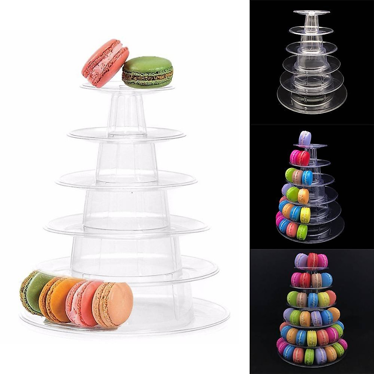 Candora 6 Tiers Round Macaron Tower Cake Stand dessert Display Rack for Wedding Birthday