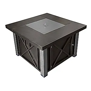 Hiland GSF-DGHSS Decorative Propane Fire Pit, 40,000 BTU, Square, Bronze and Stainless Steel