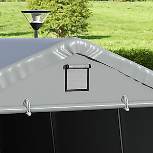 Outsunny 12' x 20' Heavy Duty Carport, Portable Garage Canopy Tent with 2 Ventilation Windows and Large Door, for Car, Truck, Boat, Motorcycle, Bike, Garden Tools, Gray