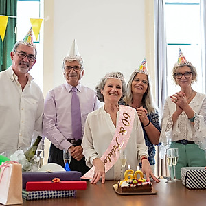 60th Birthday Sash and Tiara for Women, Rose Gold 60th Birthday Decoration Set with Crown and '60 & Fabulous' Sash 60th Birthday Decorations for Woman