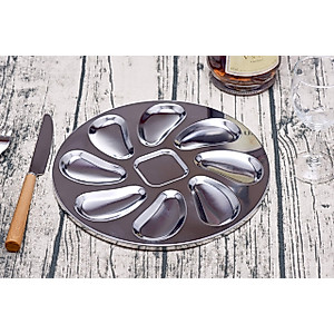 DOMG 2 Pack Stainless Steel Oyster Pan, Oyster Shell Shaped Oyster Plate