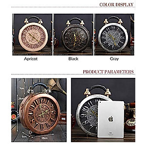 Real Working Clock Shoulderbags Ladies Vintage Clutch Bag Steampunk Style Handbag (Gray)