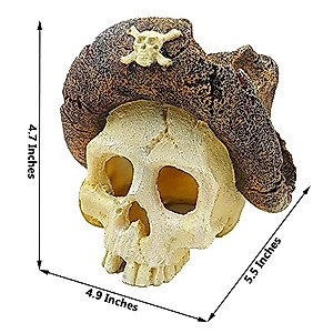 BCSIUHD Aquarium Ornament - Fish Tank Decorations Supplies Accessories Handsome Cowboy hat Pirate Skull Decor Resin Aquarium cave（Brown）