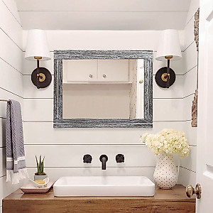 AAZZKANG Rustic Mirror Wood Framed Wall Mirror 20"x16" Rectangle Decorative Bedroom Bathroom Farmhouse Mirror