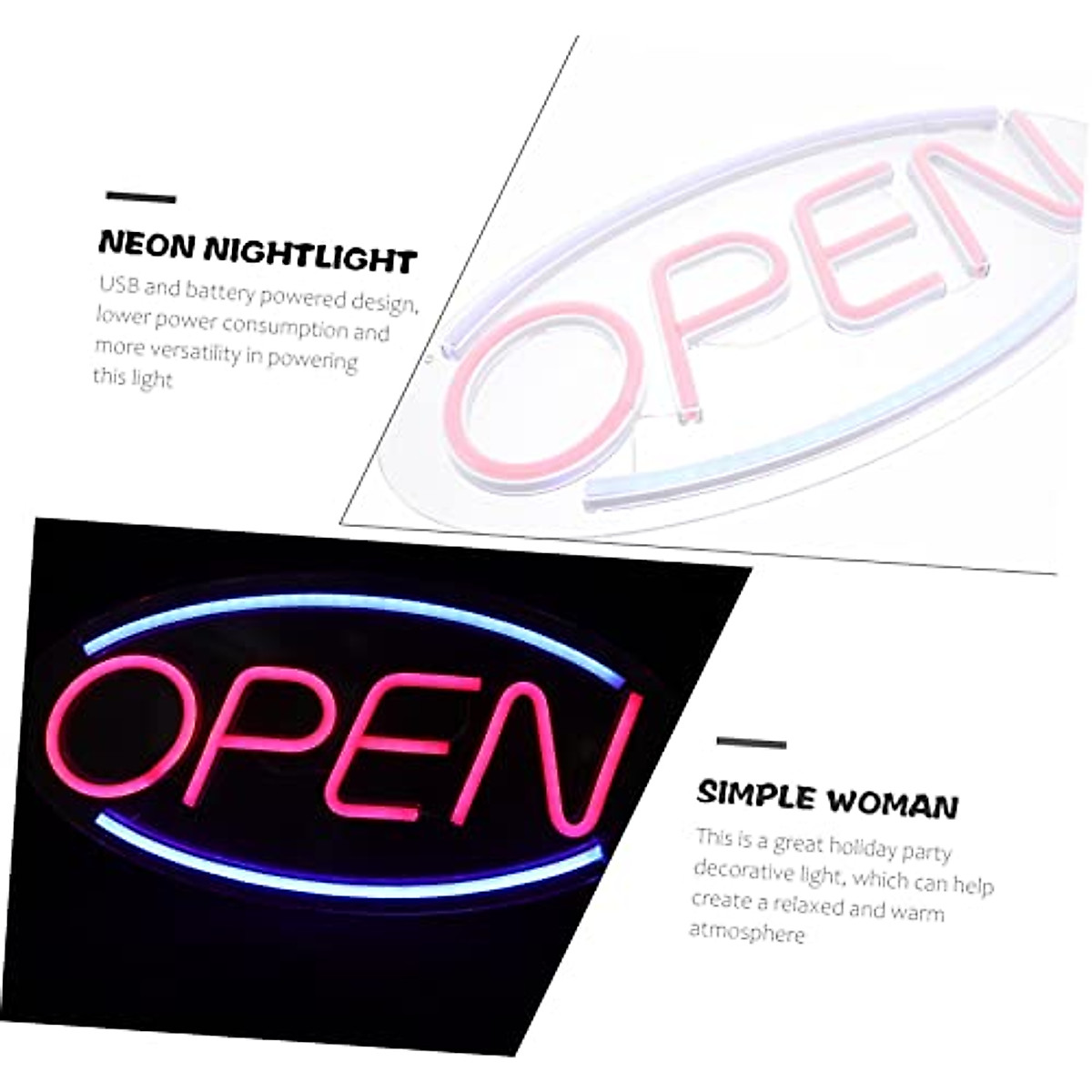 GARVALON opne ambient light business hours sign LED Neon Open Sign Bright LED Open Sign open signs for business large open signs Neon Open light outdoor decorate Acrylic office