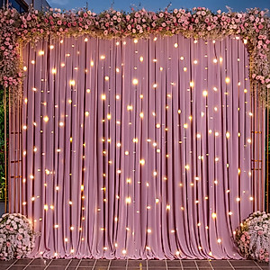 10x10 Dusty Pink Backdrop Curtain for Parties Wedding Wrinkle Free Pink Photo Curtains Backdrop Drapes Fabric Decoration for Birthday Party Baby Shower 5ft x 10ft,2 Panels