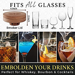 Cocktail Smoker Kit with Torch – Drink Smoker Infuser Kit with Pro Torch, Nozzles & Lid – 100% Natural Hickory, Oak, Cherry & Apple Wood Chips – Smoked Cocktail, Bourbon or Whiskey Kit (No Butane)