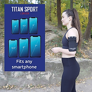 Titan Sport Cell Phone Holder for Running - Universal Arm Bands for Walking/Workout/Gym, Exercise Sleeve Strap Band for Adult Women & Men, Fits All Devices Up to 7", iPhone SE/X/5/6/7/8/11/12 (Medium)