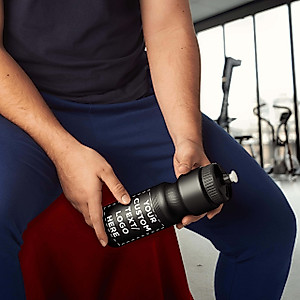 DISCOUNT PROMOS 28 oz. Custom Push Cap Plastic Water Bottles Set of 10, Personalized Bulk Pack - Perfect for Gym, Hiking, Camping, Outdoor Sports - Black