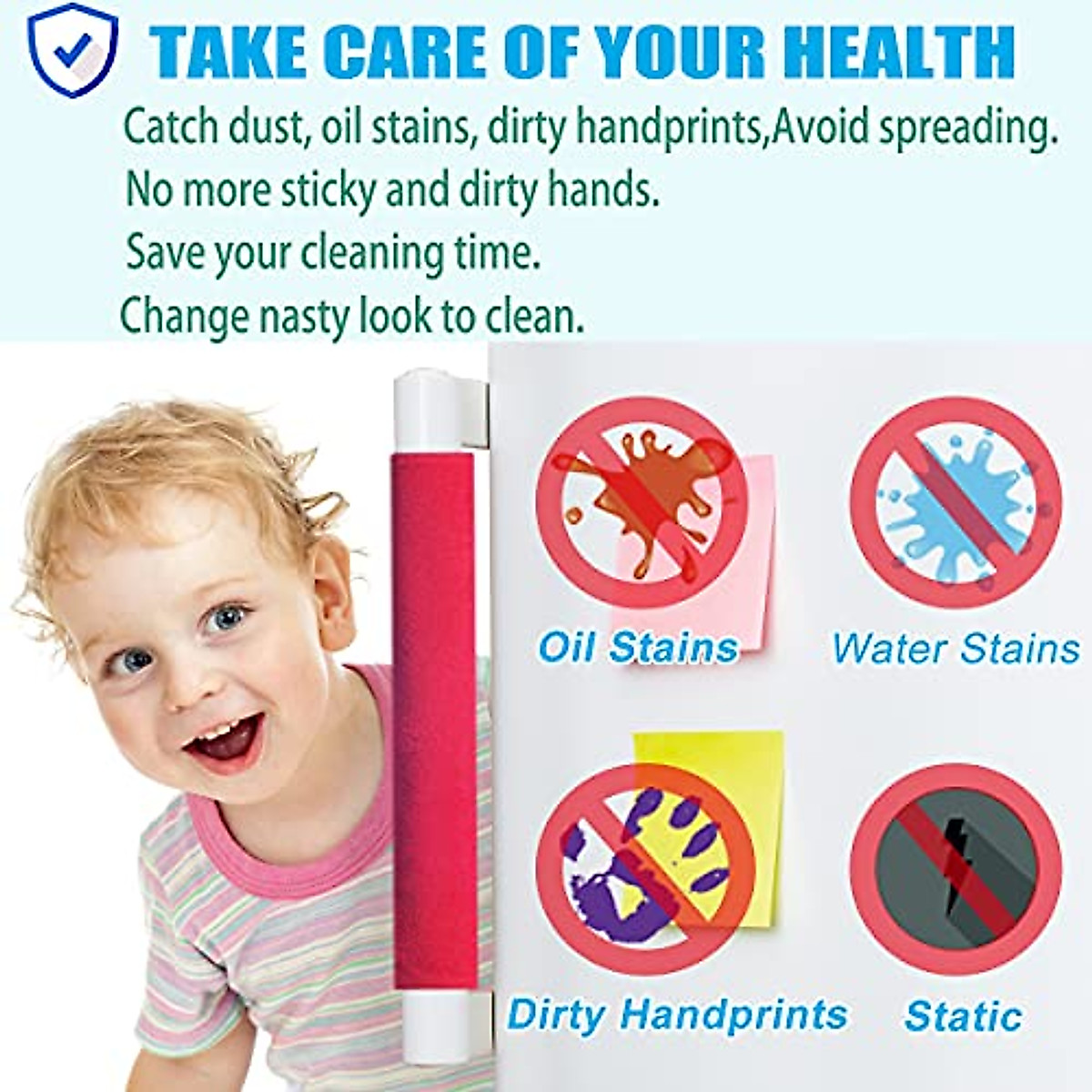 Volecy Refrigerator Door Handle Covers, Set of 5 Washable Red Cloth Decorations Keep Kitchen Appliance Clean for Fridge Microwave Stove Bathroom Handles Keep Off All Stains Dust Dirty Fingerprint