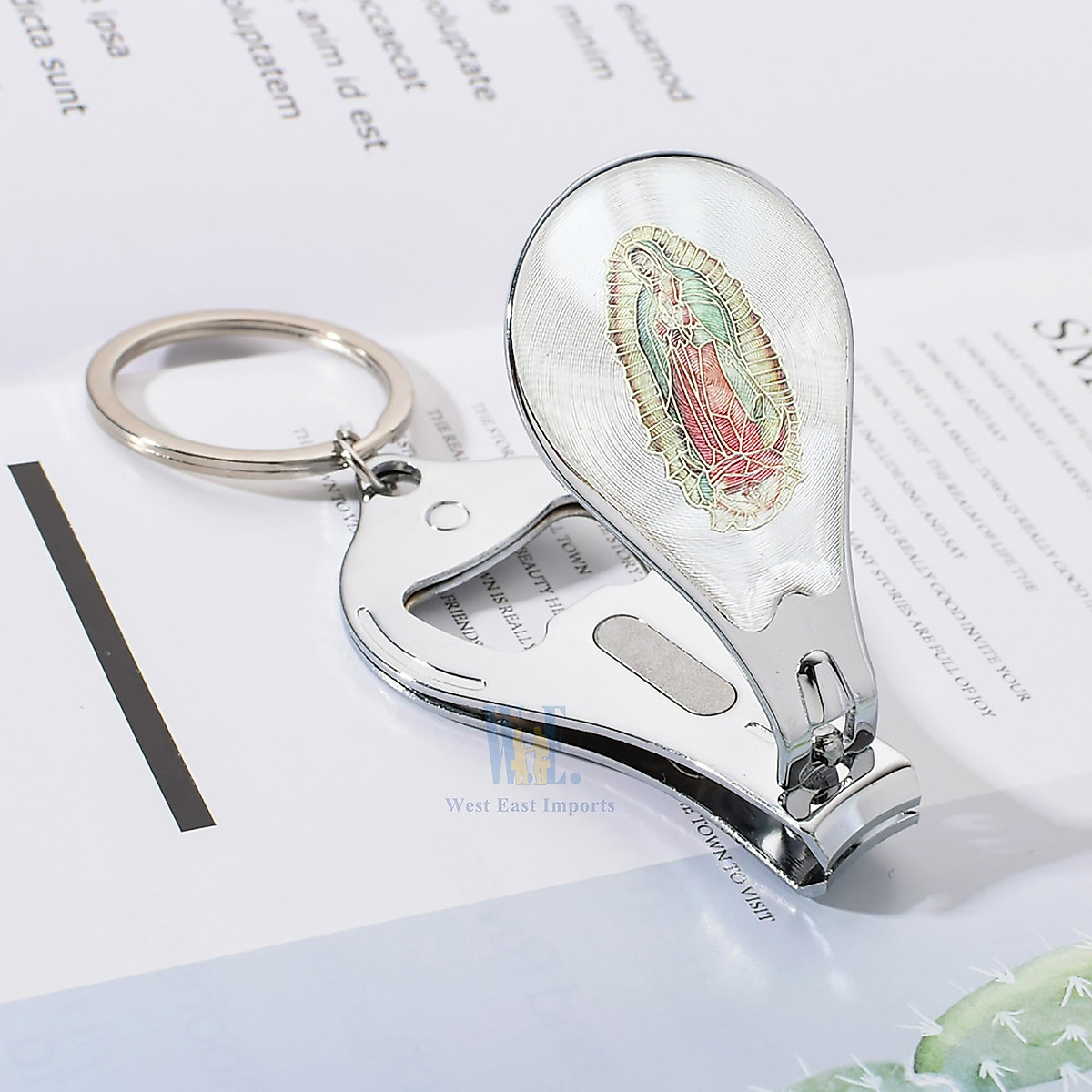 WE Our Lady of Guadalupe (12 PCS) Baptism Keychain with Nail Clipper and Opener Party Favors for Baby Boys and Girls/Bautizo Recuerdos/Gift for Guest/Christening/First Communion Favors