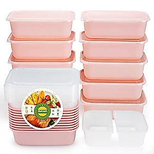 Glotoch Extra-Thick Meal Prep Containers Reusable, 38OZ To Go Containers, Double Use As Divided Lunch Containers For Portion Control-Microwave&Freezer&Dishwasher Safe,BPA-Free,10 Pack,Pink
