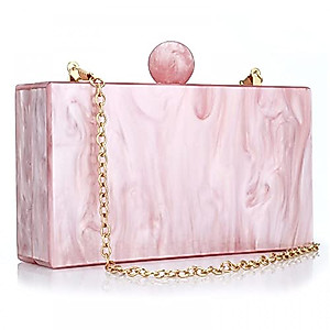 Acrylic Clutch Purse for Women Evening Dress, Wedding Party Square Bag Evening Clutch (Pink-01)