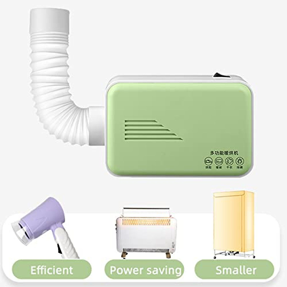 Qianly Portable Electric Clothes Dryer, Foldable Save Space Drying Rack, Laundry Dryer, Clothes Drying for Holiday Gifts Travel, Home, Dorm, Apartments, 110V Green