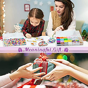 Korlon 7280 Pcs Clay Beads for Bracelets Making, Including 240 Pcs Fruit Flower Polymer Clay Bead Charms with Round Flat Heishi Clay Bead Kit for DIY Craft Necklace Jewelry