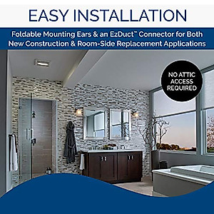 Broan-NuTone AE110L Ventilation Fan with LED Light and Roomside Installation, ENERGY STAR Certified, 110 CFM 1.0 Sones White