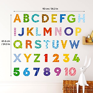 DECOWALL BA-4003 Uppercase Alphabet Letter numbers Kids Wall Stickers Wall Decals Peel and Stick Removable Wall Stickers for Kids Nursery Bedroom Living Room