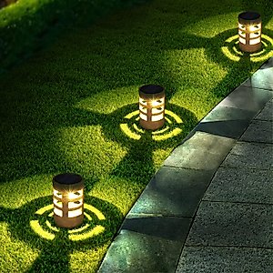 DGSCAK Solar Outdoor Lights Garden, Solar Rock Lights Pathway, Solar Deck Lights, Stone Solar Landscape Lights (Warm Color Light), Suitable for terraces, Steps, Gardens, Garden Roads.(1pcs)