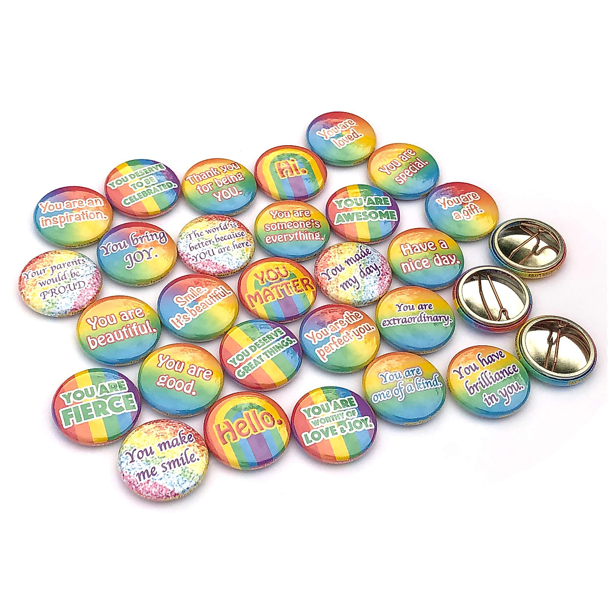 "Love Saves Lives" Mini Pins - Rainbow Edition. (1" Pins, 30 Piece Set))