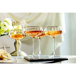 Lysenn Vintage Coupe Glasses Set of 4 - Hand Blown Gold Rim Martini Glasses - for Your Next Cocktail & Champagne Party - 9fl oz