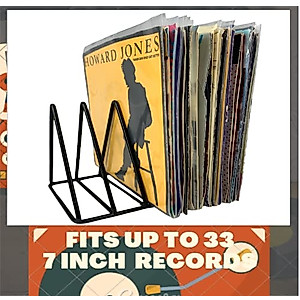 45rpm Vinyl Record Storage Holder - 7inch Stand Metal Wire Rack Holds up to 33 Album Lp's - Premium Display, Simple and Contemporary Shelf Concept Design for 7" Records (Black, 1)