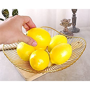 IBWell Short Curved-Edge Modern Creative Stylish Single Tier Dish,Metal Iron Wire Fruit Vegetables Bread Decorative Stand Serving Bowls Basket Holder (Gold)