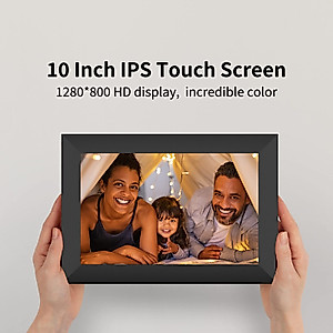 SKYRHYME 10.1 Inch WiFi Digital Picture Frame, Digital Photo Frame with IPS Touch Screen, 16GB Storage, Easy to Share Photos or Videos via APP, Auto-Rotate