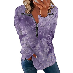 Tracking Orders Status on My Orders,Women Loose Fit Athletic Tops Winter Fashion Long Sleeve Zipper Side Split Tie Dye Textured Relaxed Shirts for (Y-b, L)