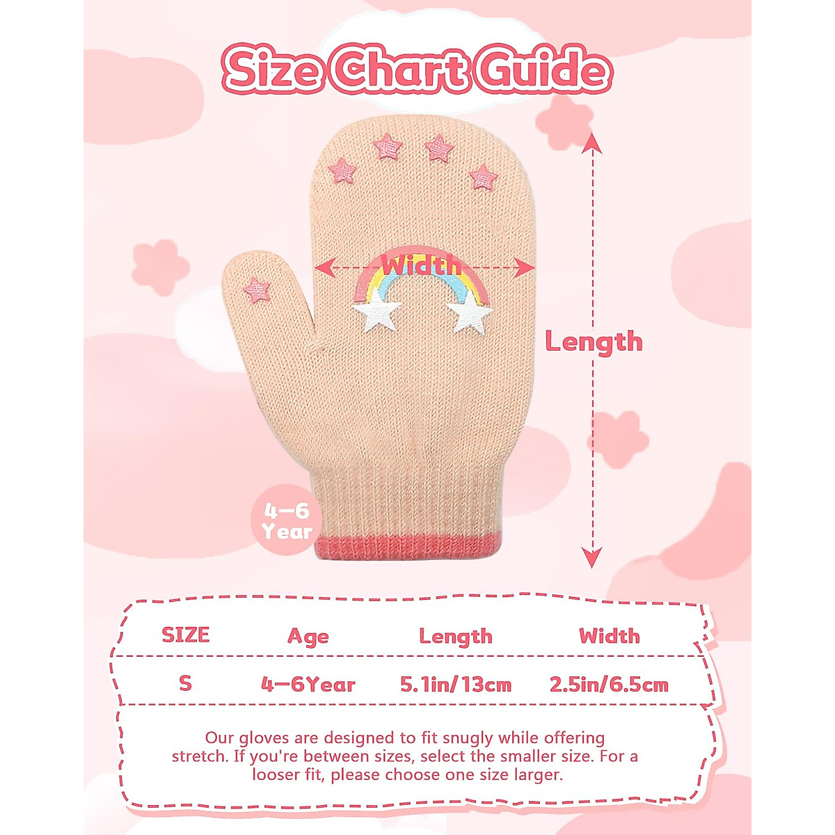 Evridwear Toddler Mittens Girl Boy Mittens 3 Pairs Knitted Stretch Gloves for Kids Toddler Winter Warm