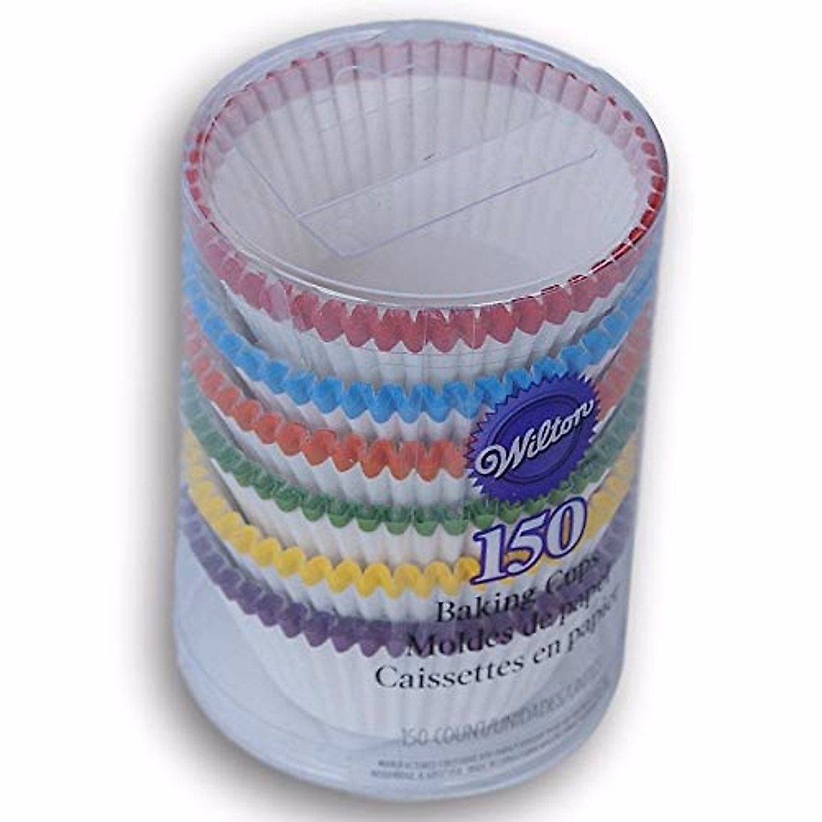 150 Wilton Baking Cups White with Rainbow Color Edge -Cupcakes Muffin Liners