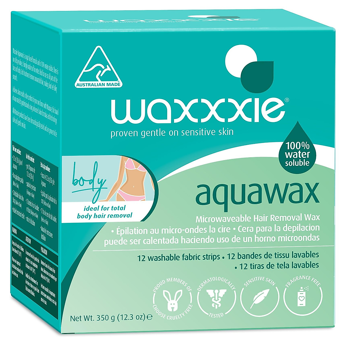 Waxxxie Aqua Wax 13.5 fl oz - Water Soluble Strip Wax for Effortless Hair Removal with Salon Quality Results