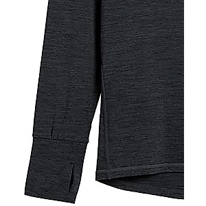 Amazon Essentials Women's Brushed Tech Stretch Long-Sleeve Crewneck Shirt (Available in Plus Size), Black/Space Dye, Medium