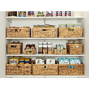 StorageWorks Jumbo Rectangular Wicker Basket, Water Hyacinth Storage Basket with Built-in Handles, 1 Pack