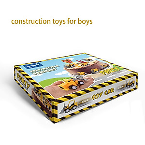 haomsj 17PCS Construction Party Favors Birthday Party Supplies Mini Small Construction Toys Trucks Vehicle Cake Decorations Topper Toy Cars Trucks for 2 3 4 5 7 Year Old Boys