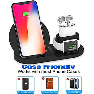 Wireless Charger, 3 in 1 Charging Station for Apple, Wireless Charging Stand Apple Watch Charger for Apple Watch and iPhone Airpod Compatible for iPhone X/XS/XR/Xs Max/8 Plus iWatch Airpods-Black