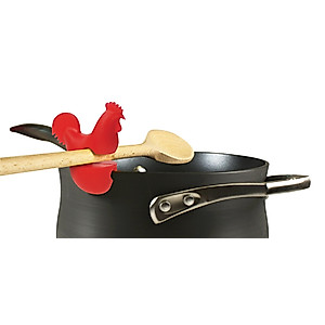 Fox Run 6283 Rooster Pot Clip/Spoon Holder, 1 x 2.75 x 2.75 inches, Red