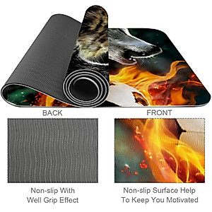Yoga Mat, Yoga Mats for Home Workout, Workout Mat, Exercise Mats, Pilates Mat, Wolf Fire Football