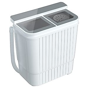 Greenvelly Portable Washing Machine Washer, 21 Lbs Small Mini Twin Tub Washer and Dryer Combo, Compact Laundry Clothes Washer, Semi-Automatic Wash and Spin Cycle for Apartment RV Dorm Camping (Grey）